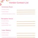 Wedding Vendor Contact List - Pink - Etsy