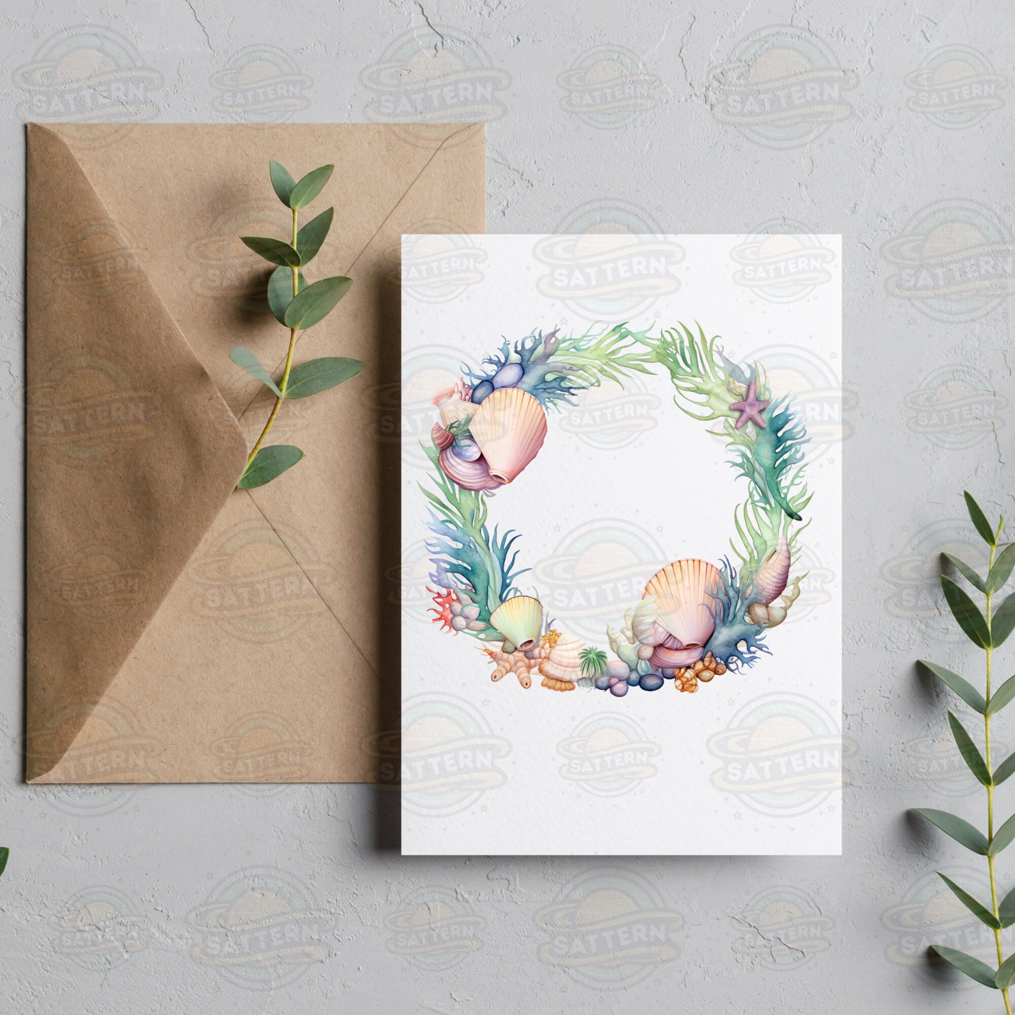 Aquatic Marine Frames Clip Art Bundle 321 PNG, Watercolor, Seashells ...