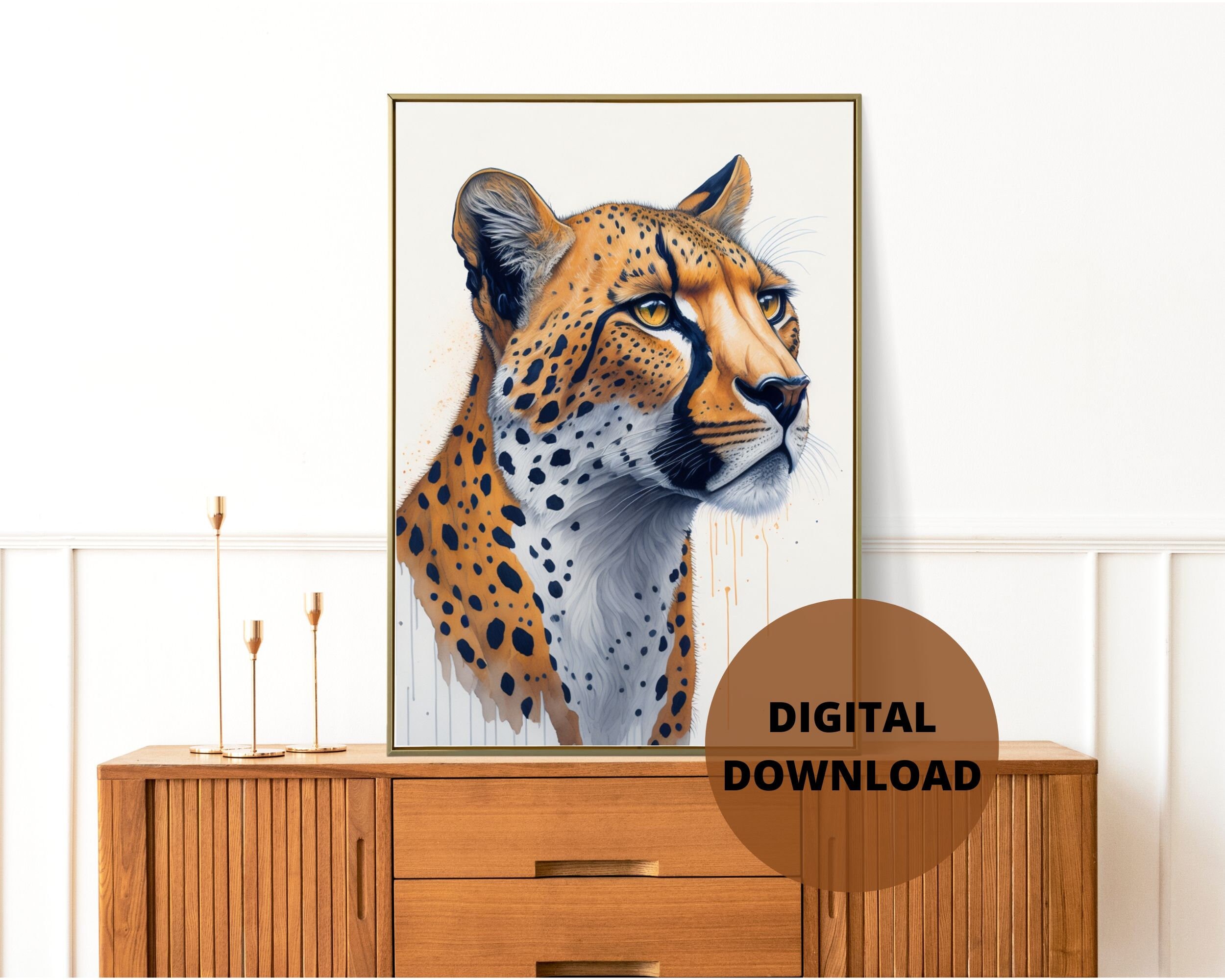 Watercolor Cheetah Painting Wall Art, Digital Download, Printable ...