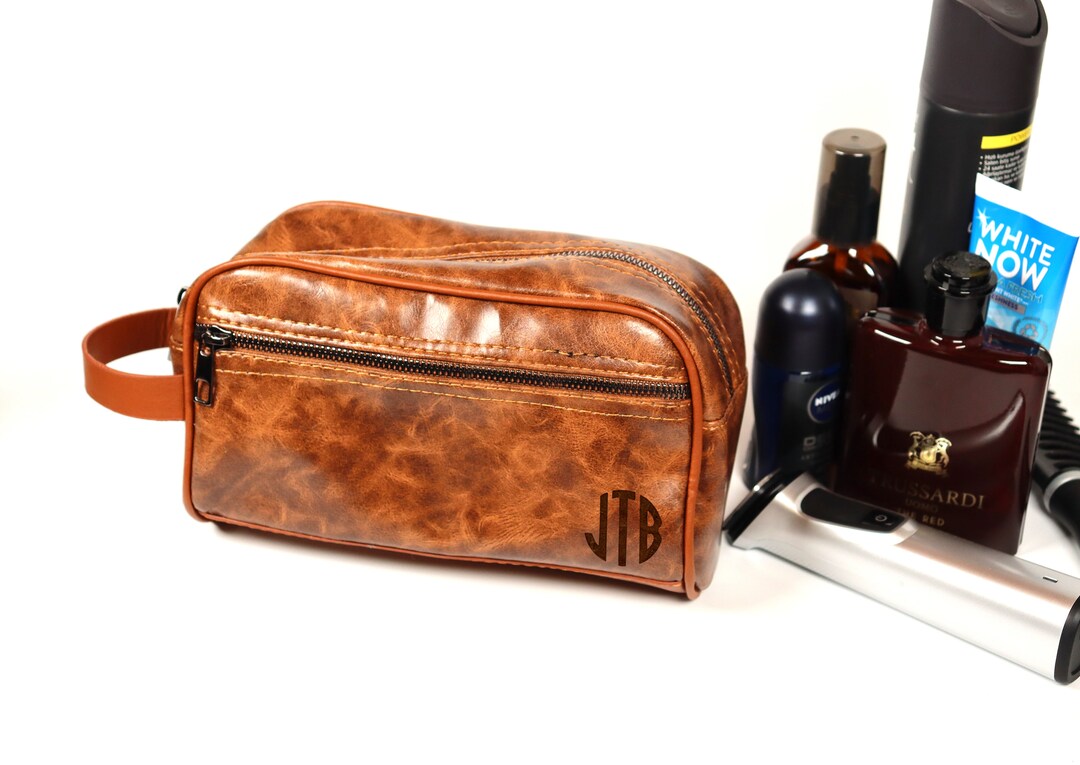 Personalized Vegan Leather Dopp Kit: Custom Engraved Men's Travel Bag ...