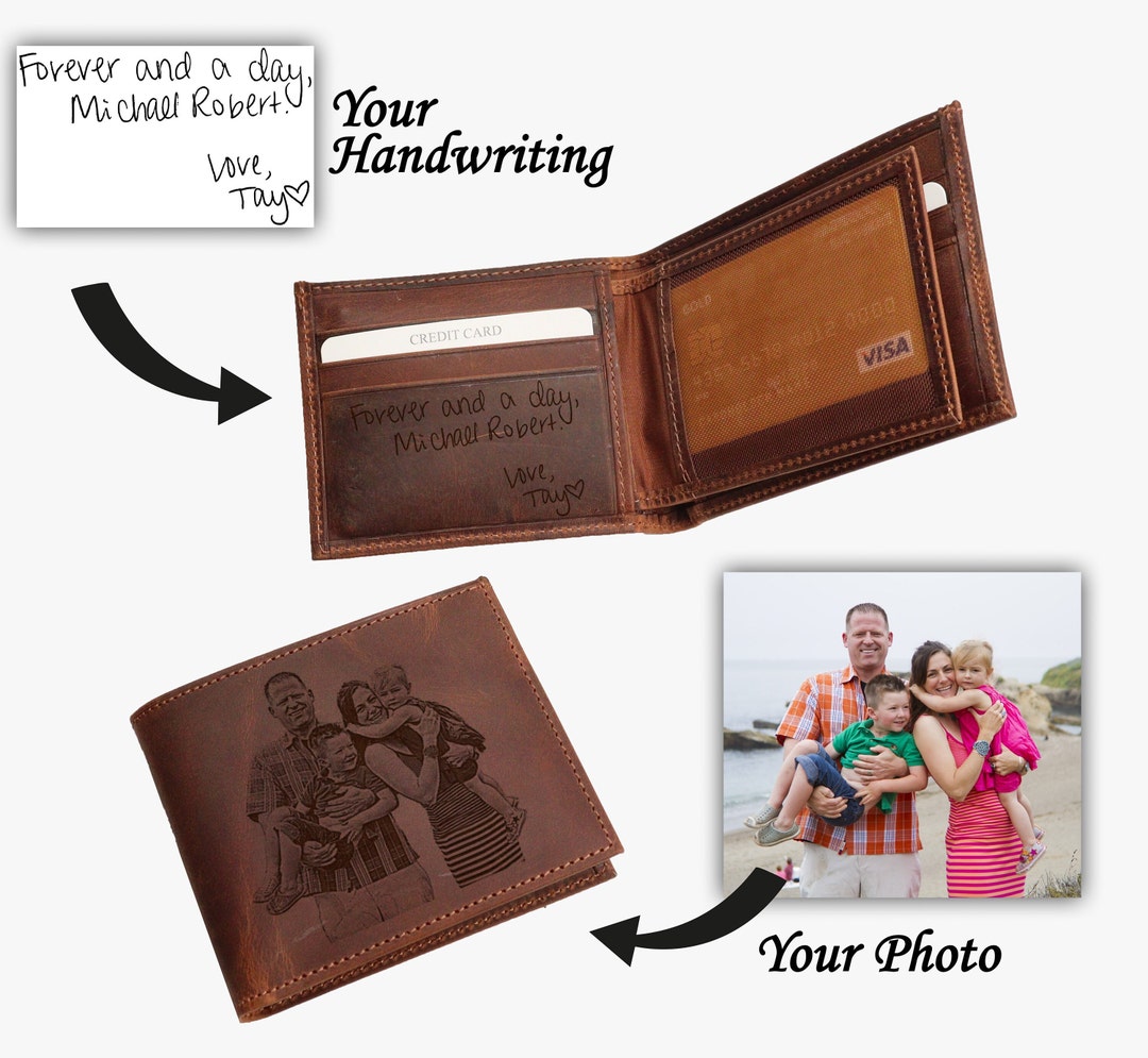 Father's Day Gift, Personalized Genuine Leather Men's Wallet, Engraved ...