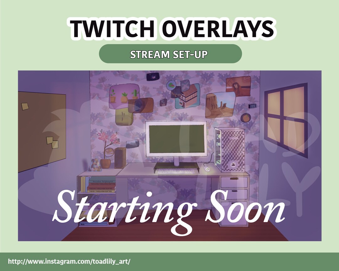 Cute Night Time Bedroom Set-up Twitch Streamer Overlay and Scene Bundle ...
