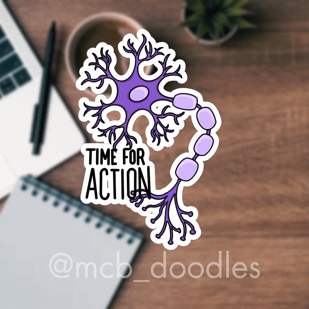 Time for Action Neuron Sticker Scientist Gift Neuroscience and Biology ...