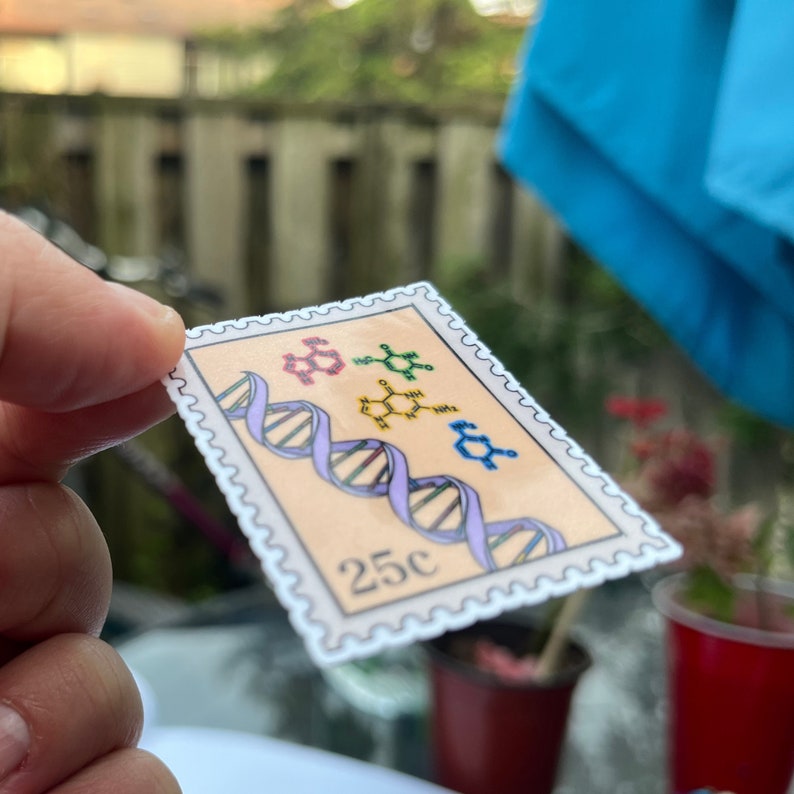 DNA and Nucleotide Stamp Sticker Biologist Aesthetic Genetics Research ...