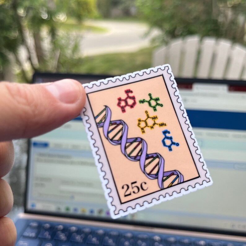 DNA and Nucleotide Stamp Sticker Biologist Aesthetic Genetics Research ...