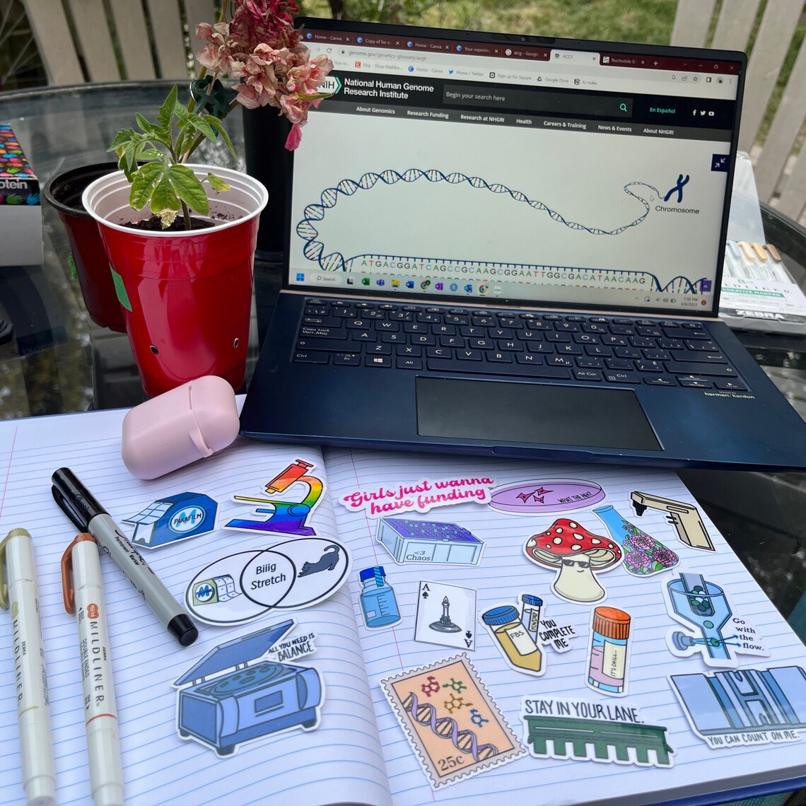 DNA and Nucleotide Stamp Sticker Biologist Aesthetic Genetics Research ...