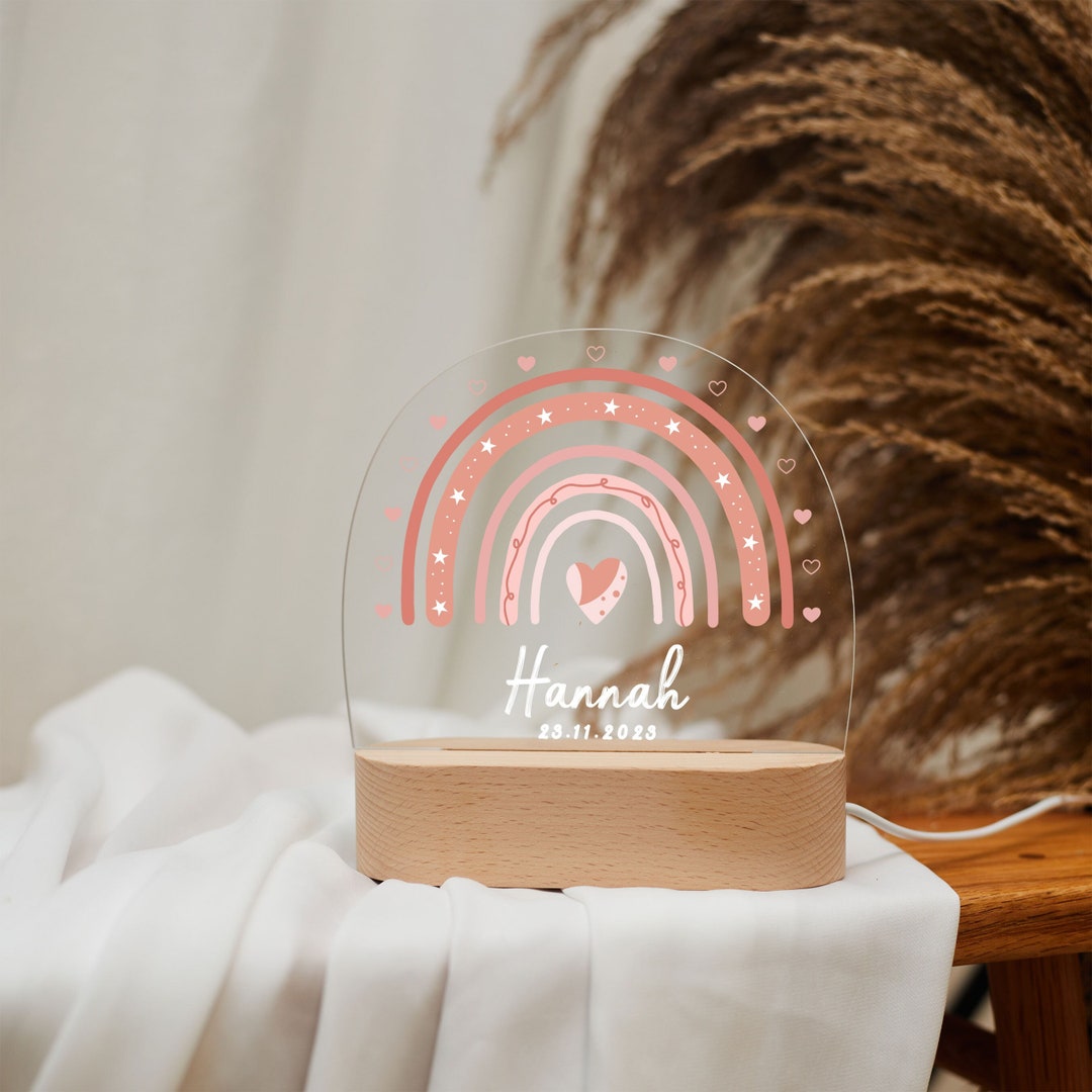 Custom Baby Rainbow Night Light With Baby's Name and Birth Date, Baby ...