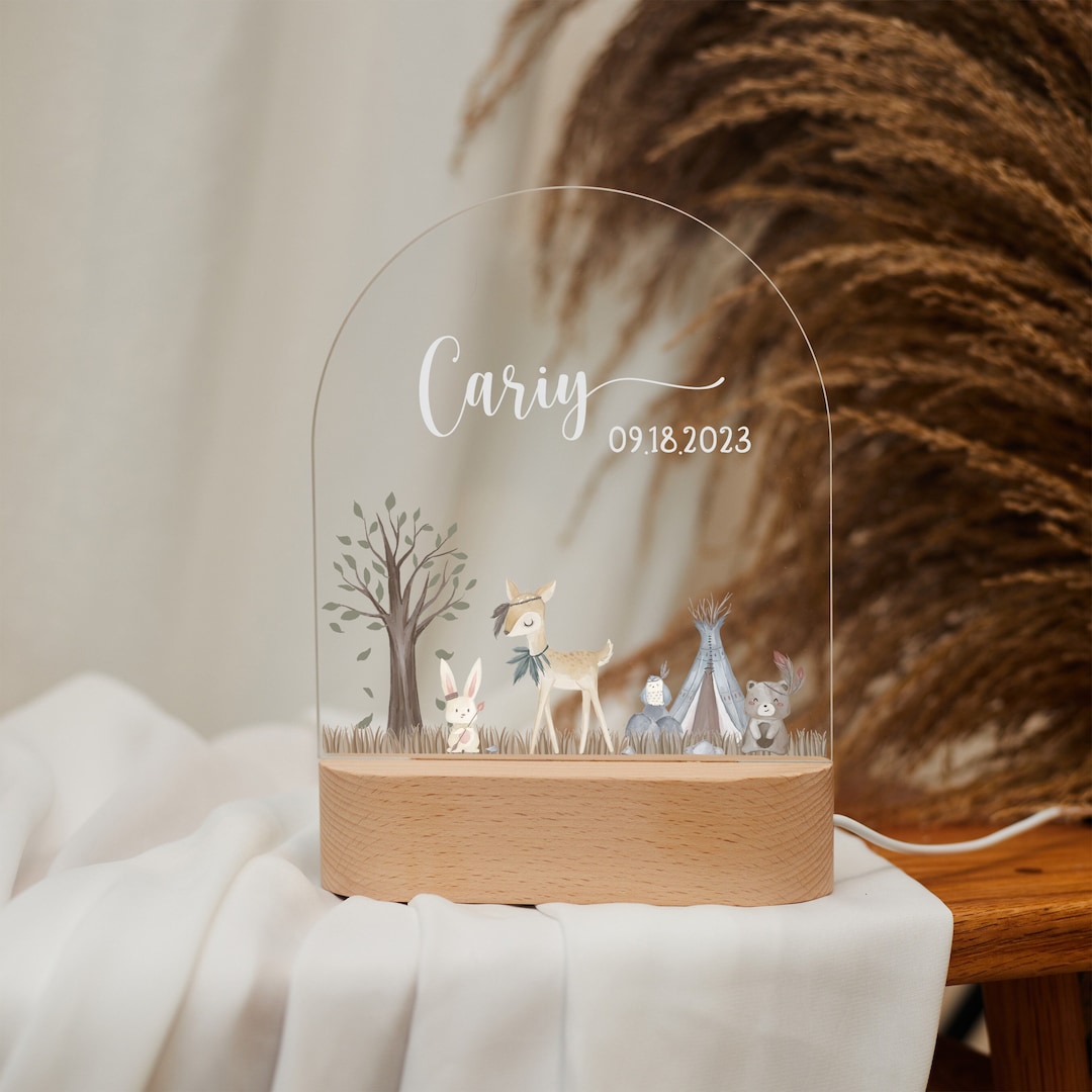 Personalized Acrylic Night Light for Baby, LED Night Light for Children ...