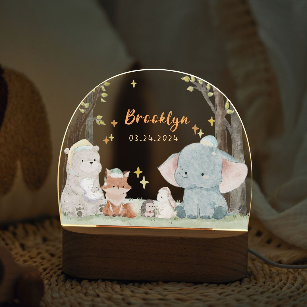 Personalized Acrylic Night Lamp, Baby Gift Birth, Night Light Baby ...