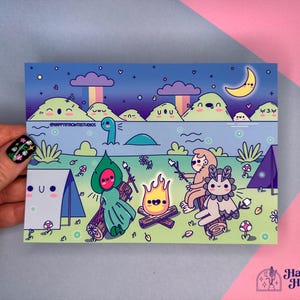 Cryptid Cuties Camping Trip - 5x7" Mini Fine Art Print | Spooky Cute ...