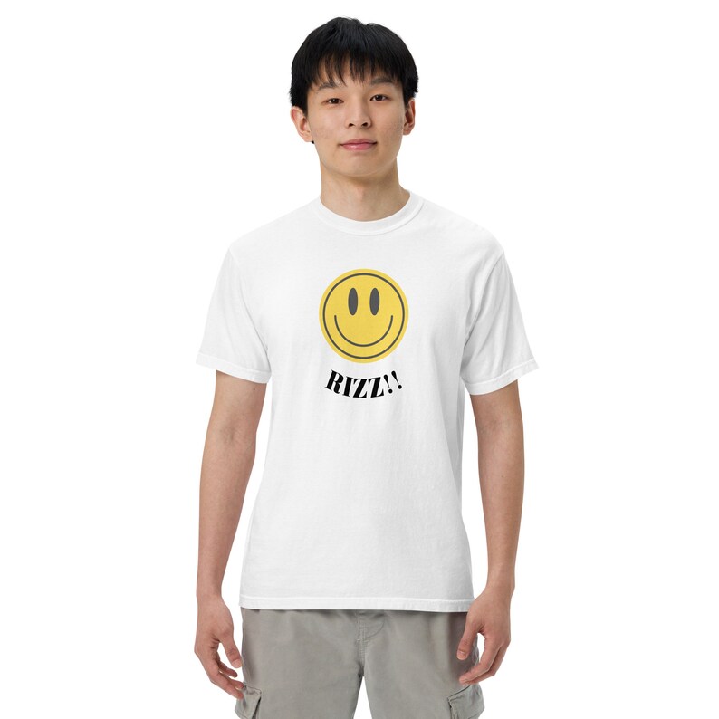 Rizz Smiley Face Mens Garment-dyed Heavyweight T-shirt - Etsy