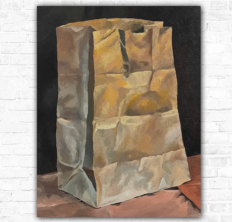 Original Acrylic Painting, Realistic Painting, Paper Bag Art, Original ...
