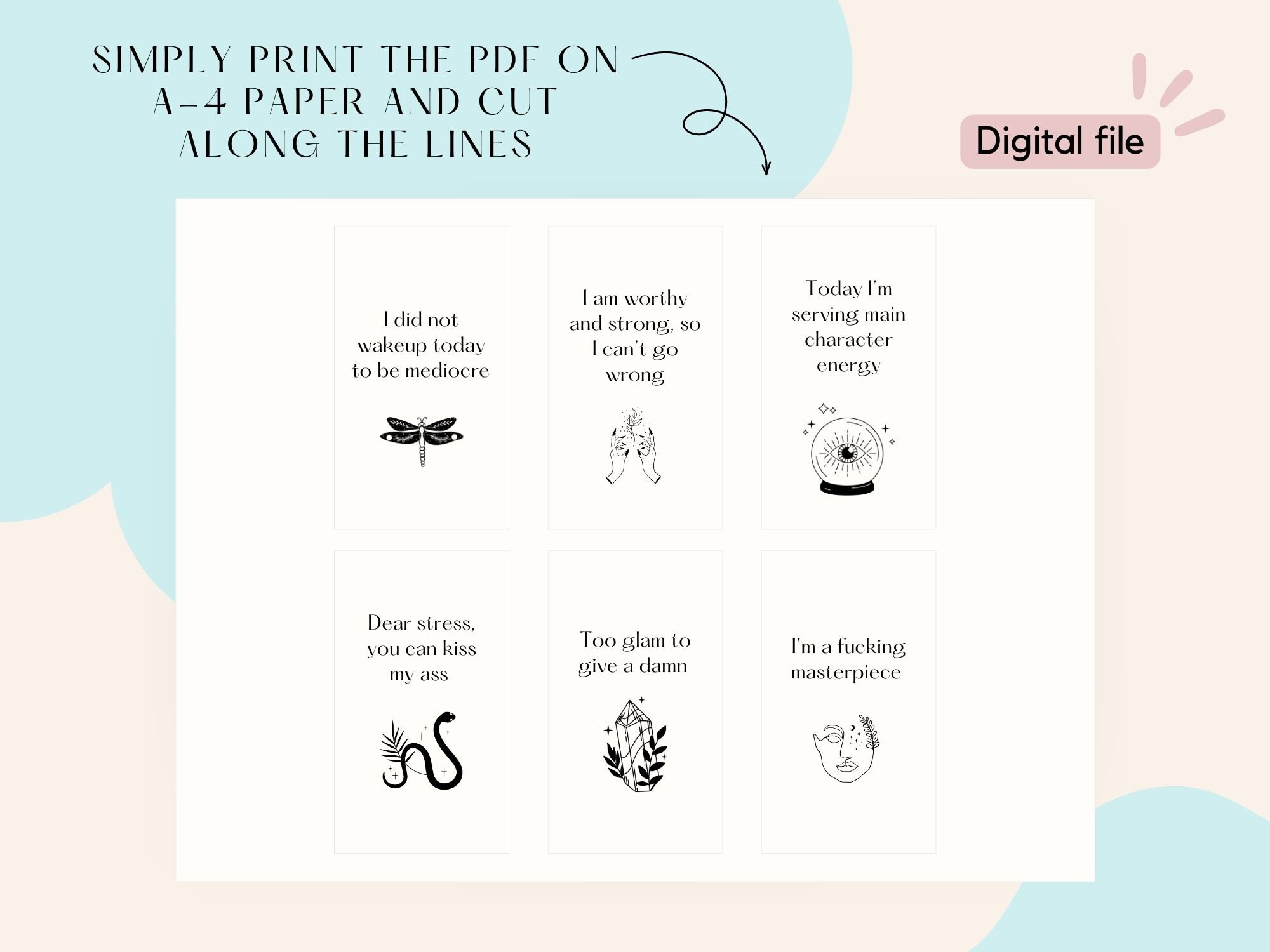 Funny Affirmation Cards Printable, Positivity Cards for Daily ...