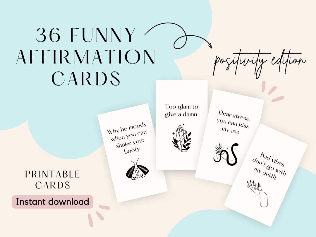 Funny Affirmation Cards Printable, Positivity Cards for Daily ...