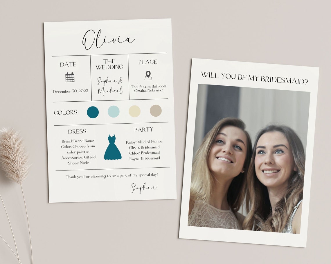 Bridesmaid Proposal Template Card Printable Bridesmaid - Etsy