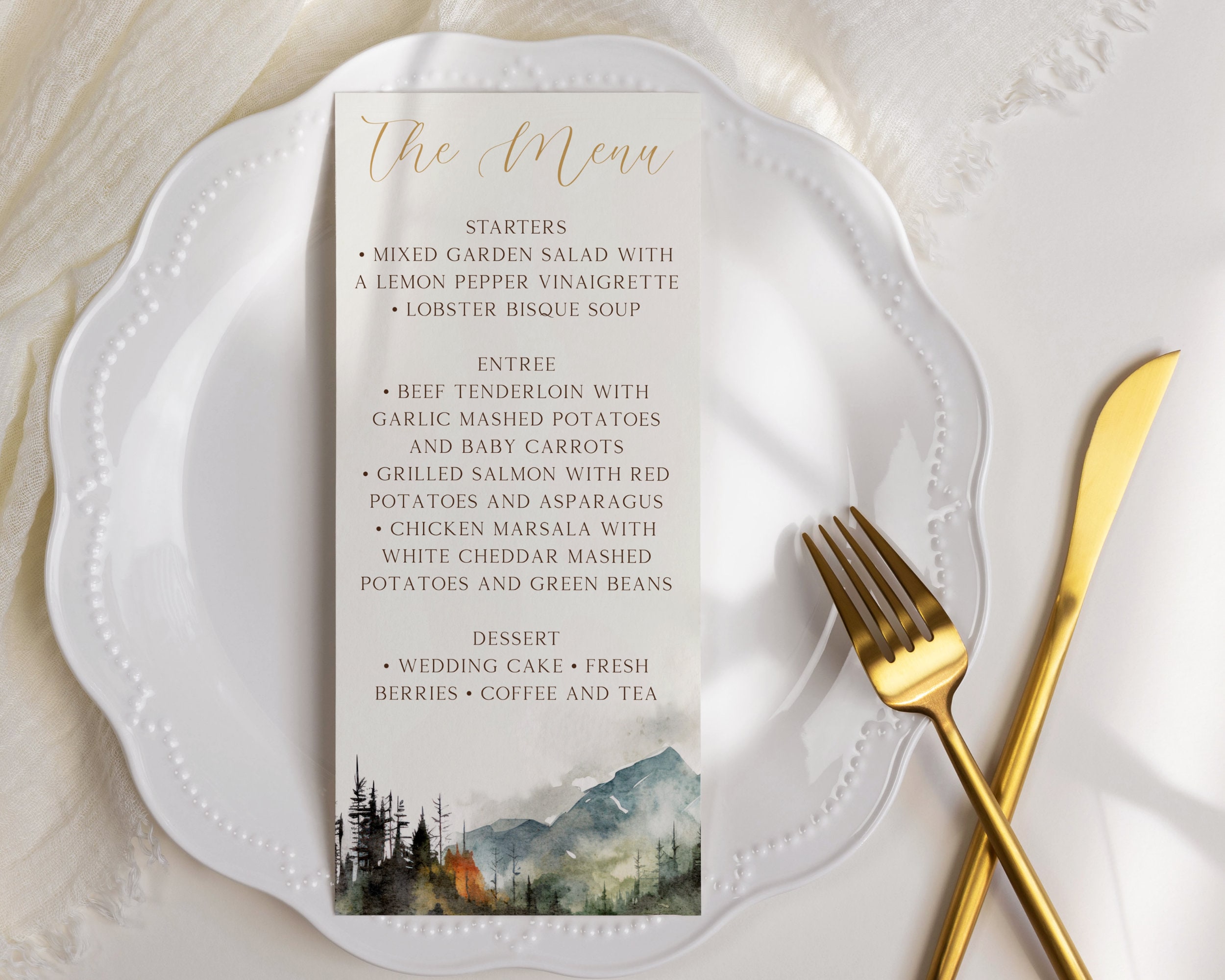 Mountain Wedding Menu Template, Customizable Forest Cocktail Bar Menu, Editable Outdoor Dinner ...