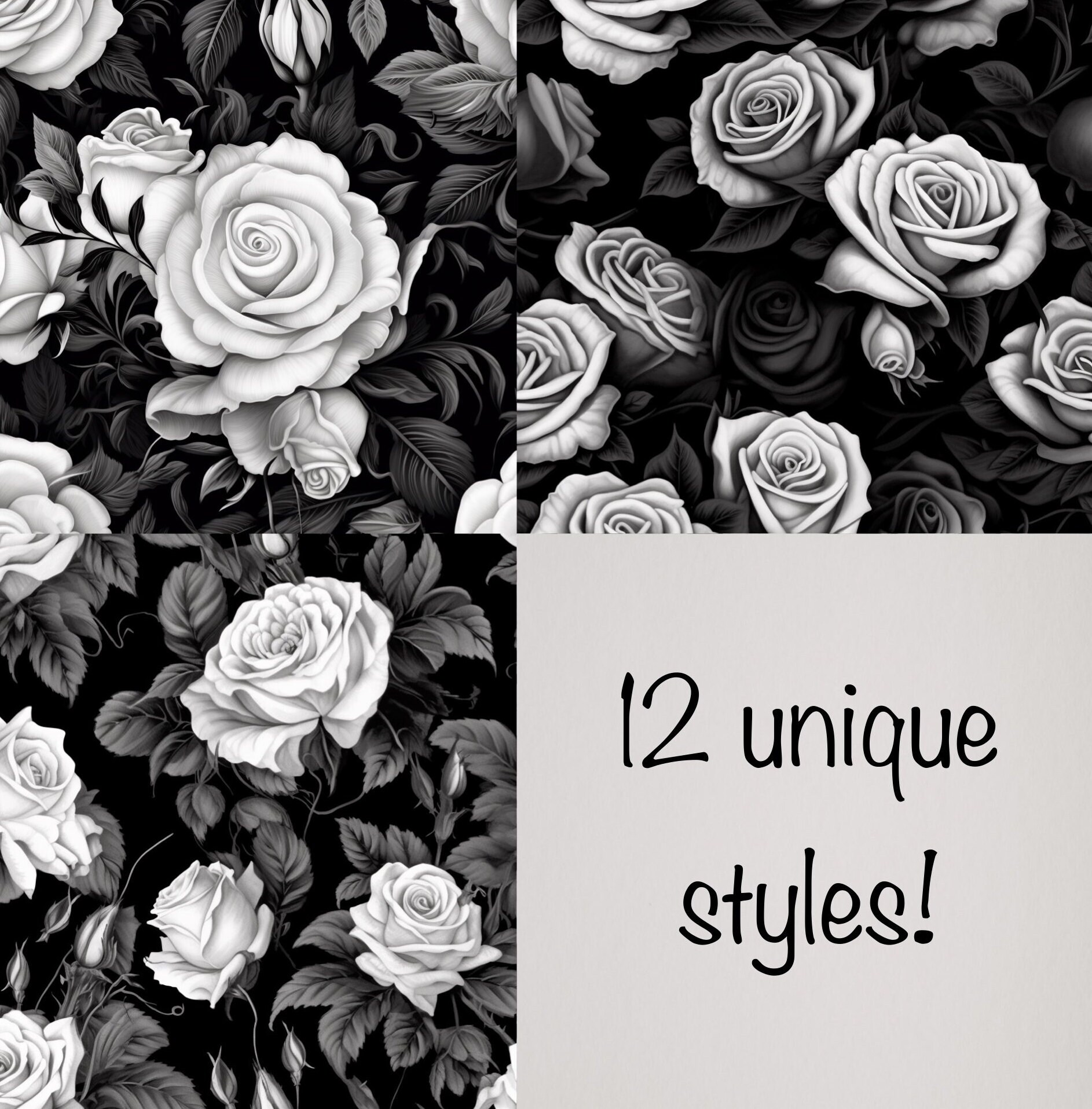 White Rose Tile Pattern Pack - Etsy