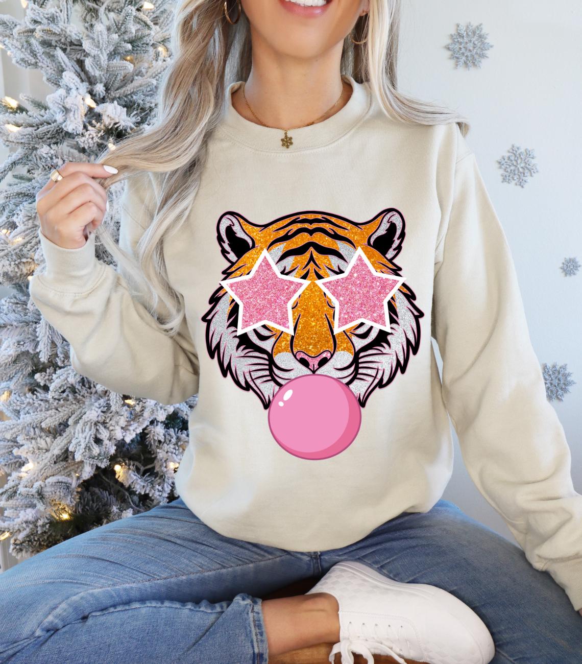 Pink Tiger Sparkly Glitter PNG File, Girly Tiger Star Png, Transparent ...