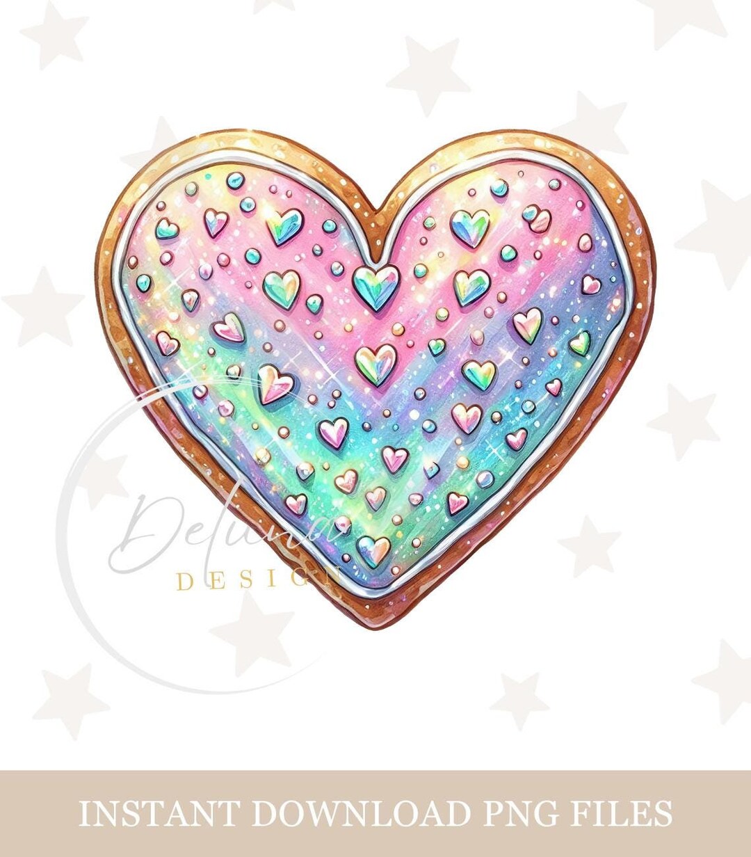 Iridescent Heart Ginger Cookie Png File, Cute Ghost Png, Transparent ...