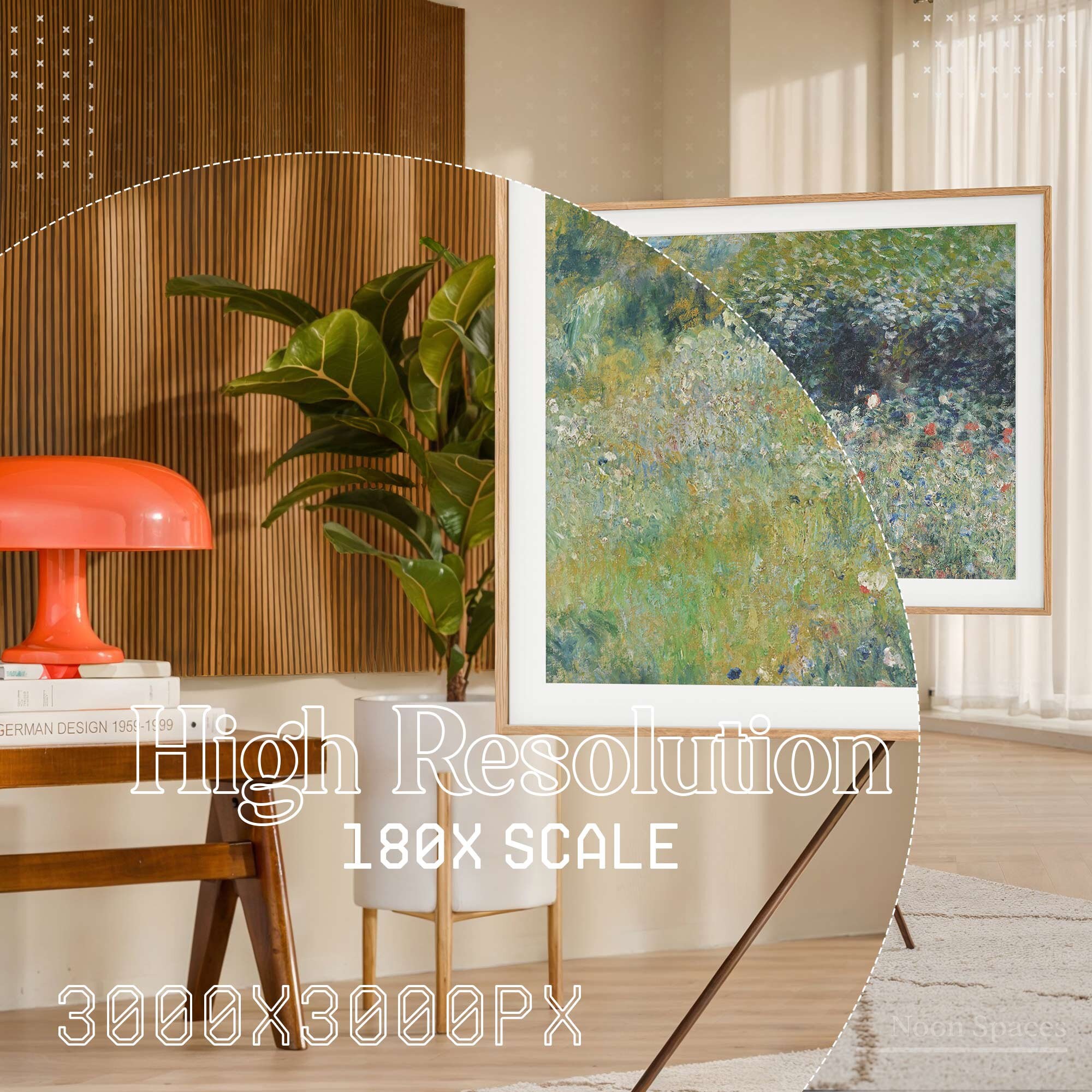 The Frame TV on Easel Stand Mockup, Thin Wood TV Art Frame PSD Mockup ...