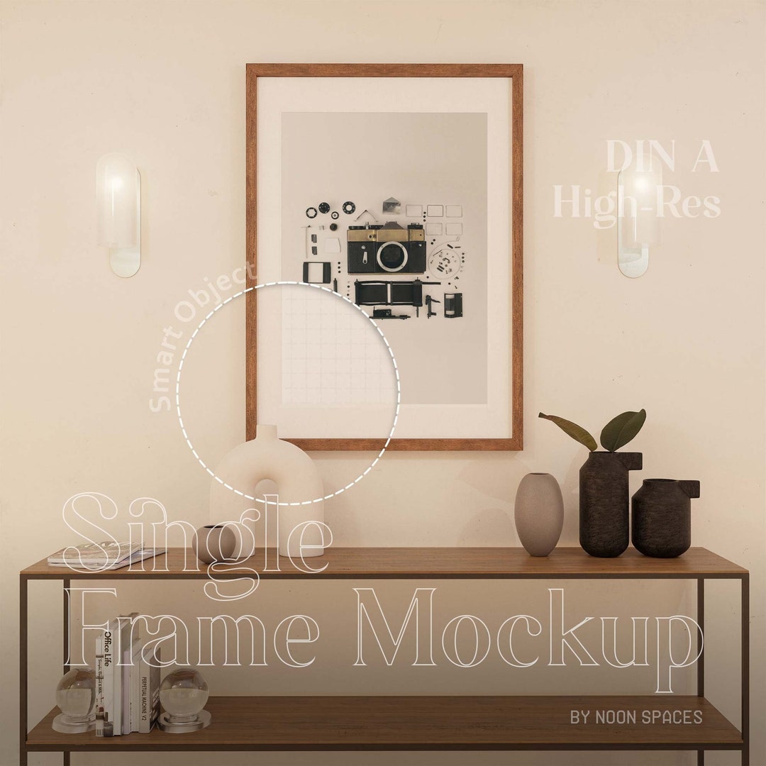 Single Frame Mockup PSD, Modern Picture Frame With Sideboard Template ...