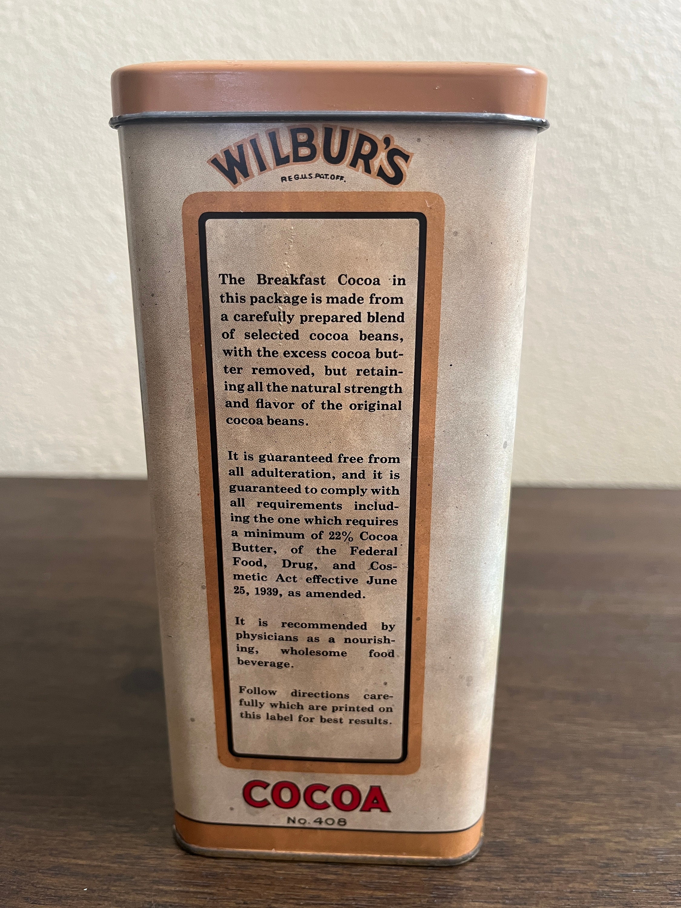Vintage Tin Wilbur’s Breakfast Coco Tin - Etsy