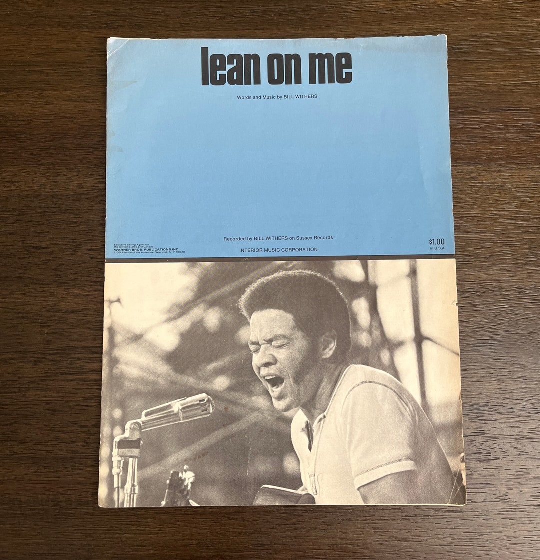 1972 Lean on Me Sheet Music by Bill Withers - Etsy