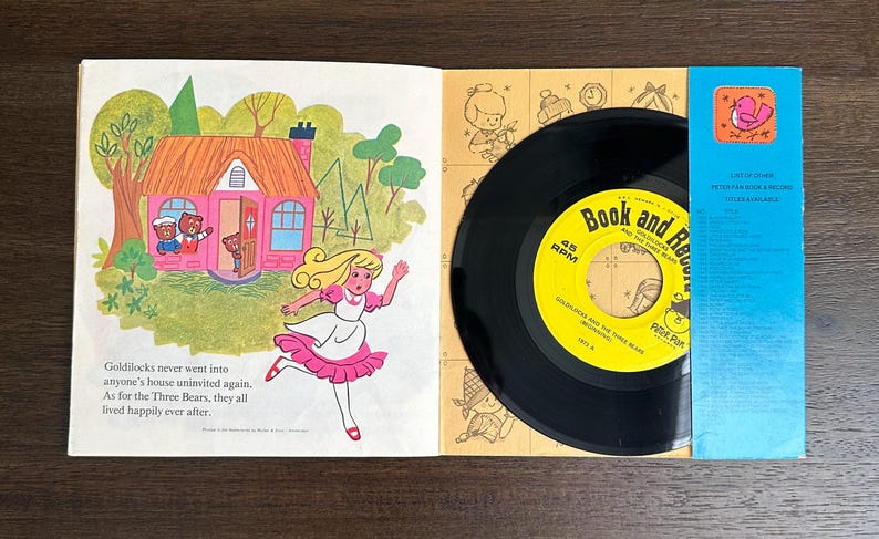 Goldilocks and the 3 Bears - Peter Pan Records - Book and Record - Etsy