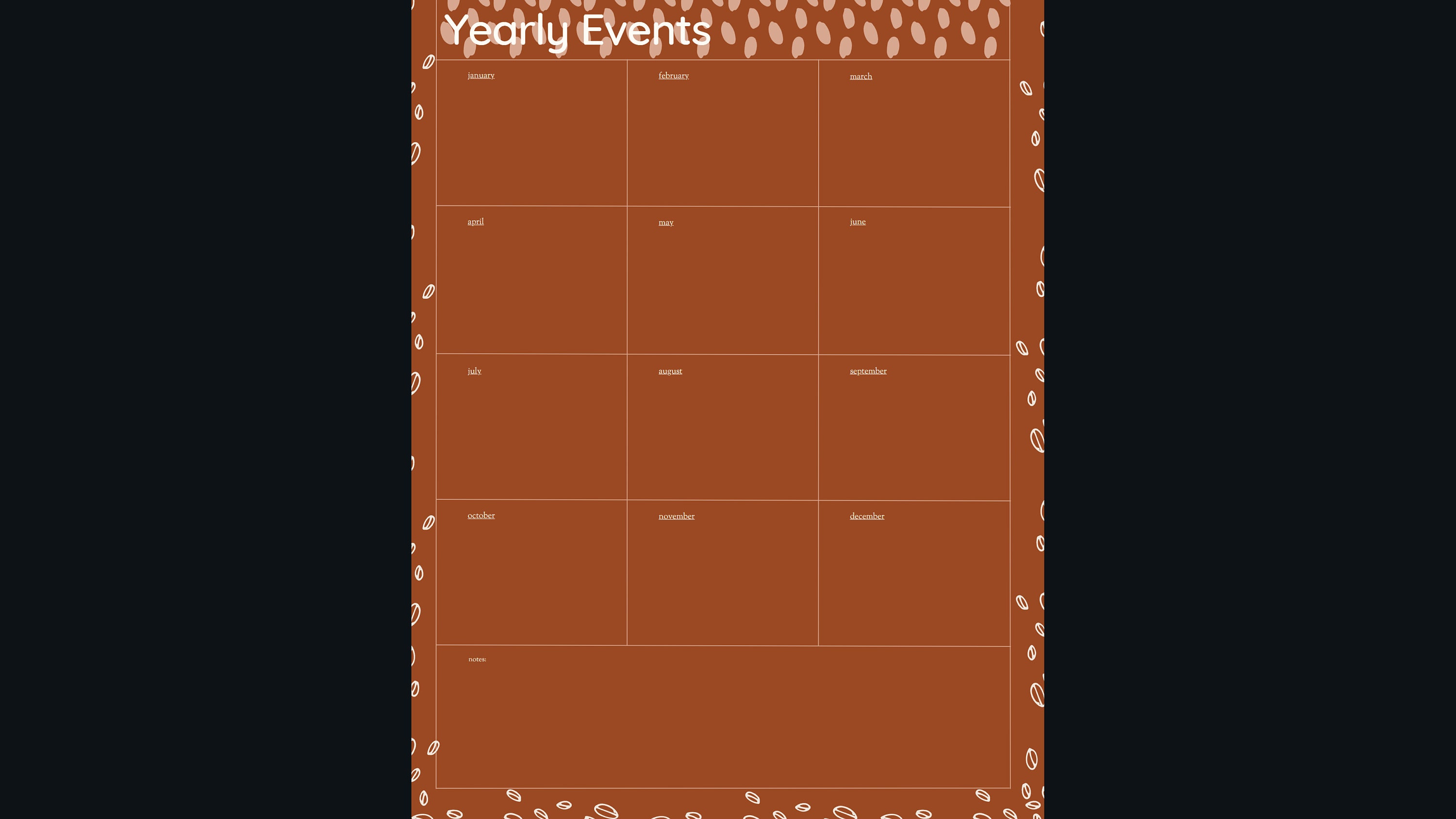 Yearly Events Planner Templates - Etsy