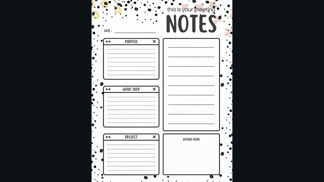 Meeting Notes Template Printable - Etsy
