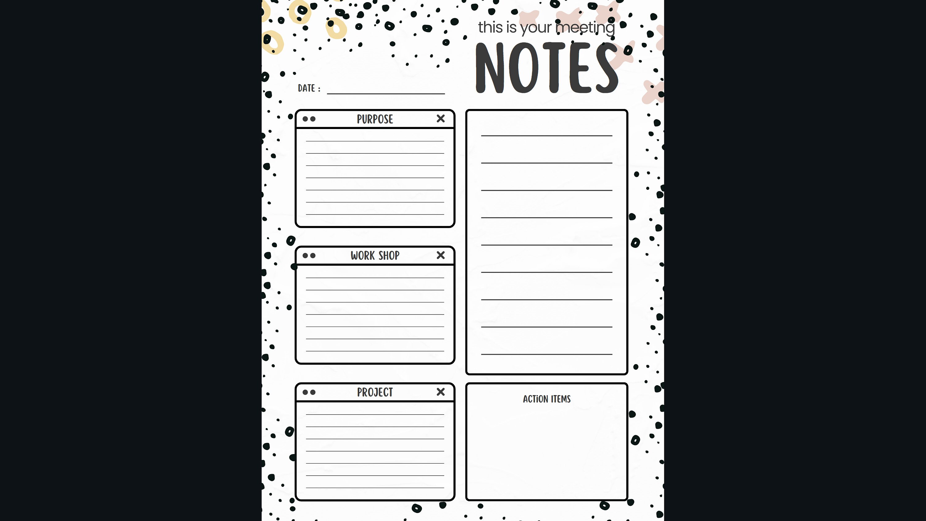 Meeting Notes Template Printable - Etsy