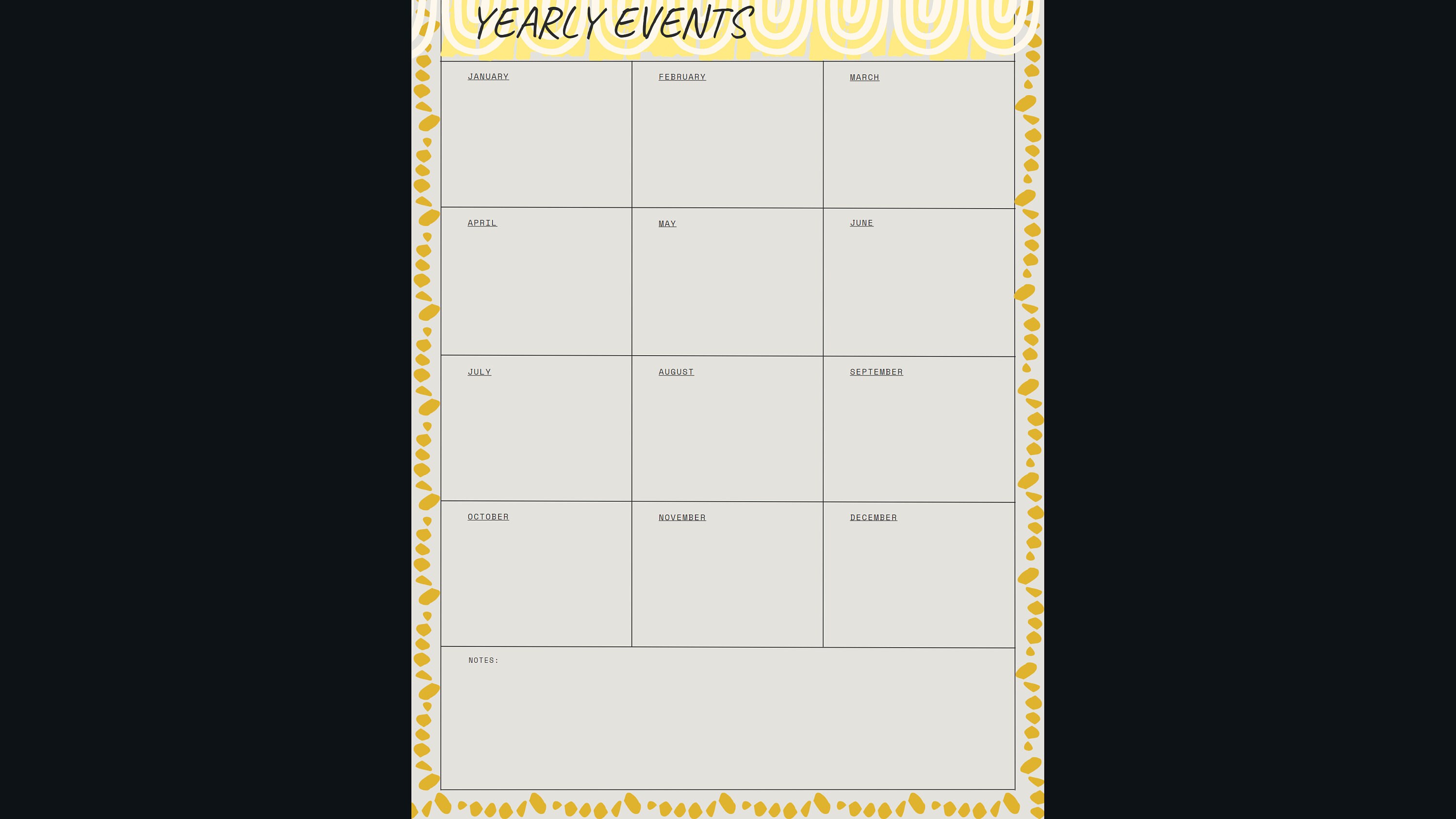 Yearly Events Planner Templates - Etsy