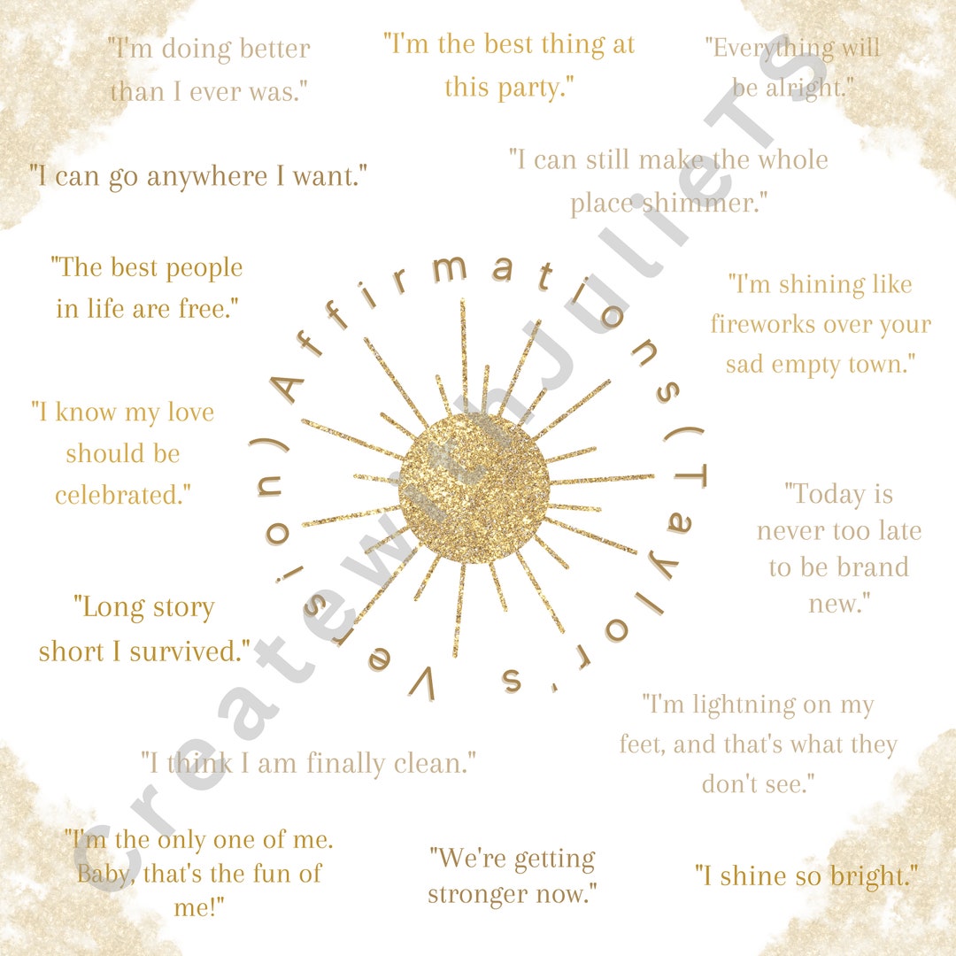 Affirmations taylor's Version Inspirational Lyrics by Taylor Swift - Etsy