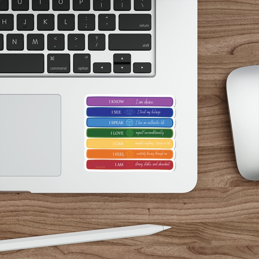 Chakras Charts Sticker, Chakras Mantras Affirmations Waterproof Decal ...