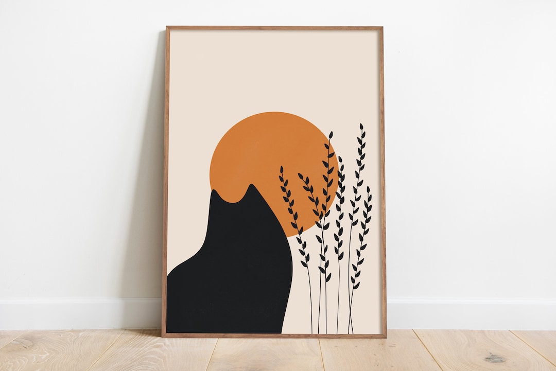 Boho Cat Wall Art Printable, Minimalist Modern Cat Wall Art Prints ...