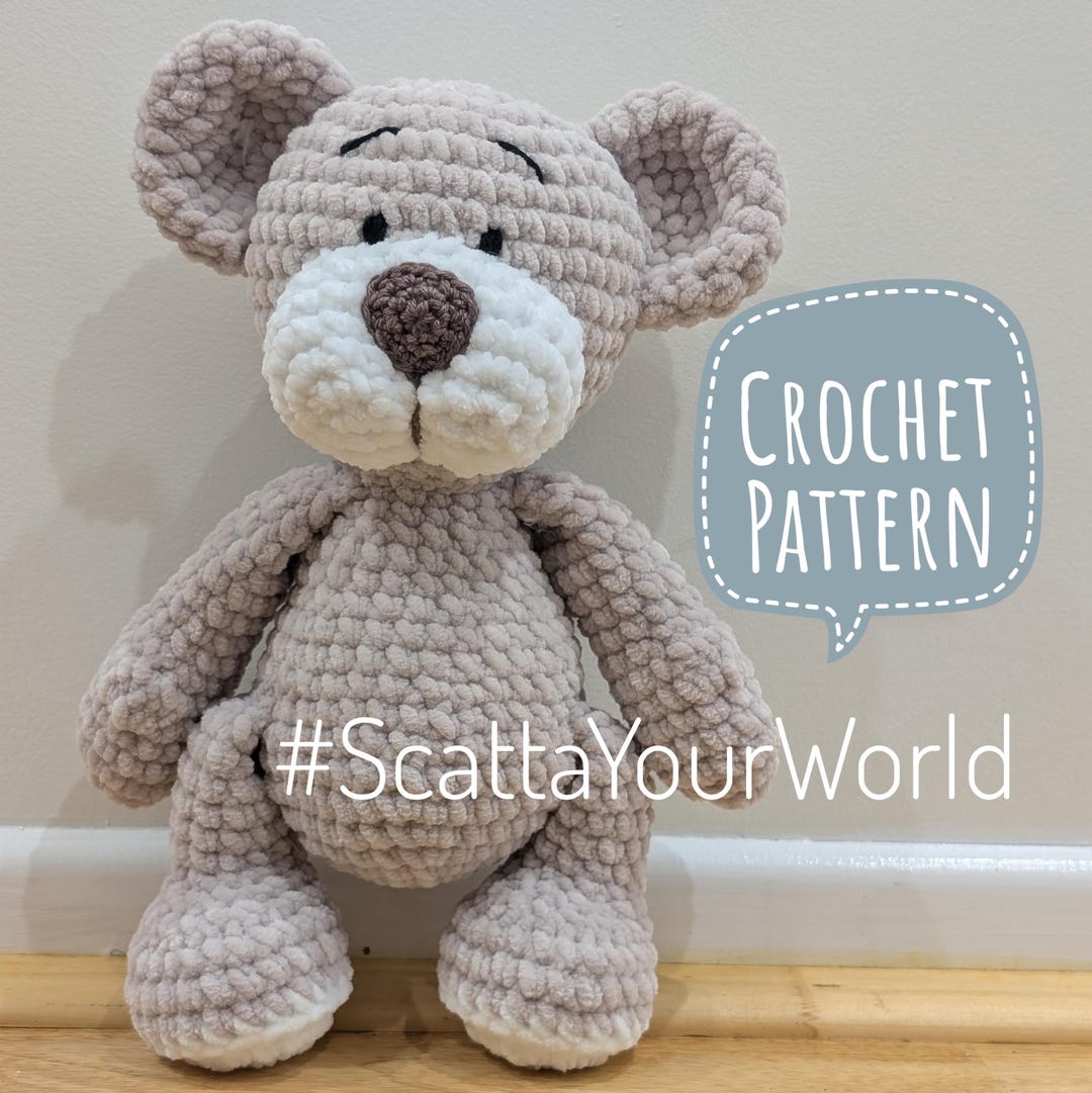 Original Crochet PDF Pattern: Plush Teddy Bear (adorable, Cute, Cuddly ...