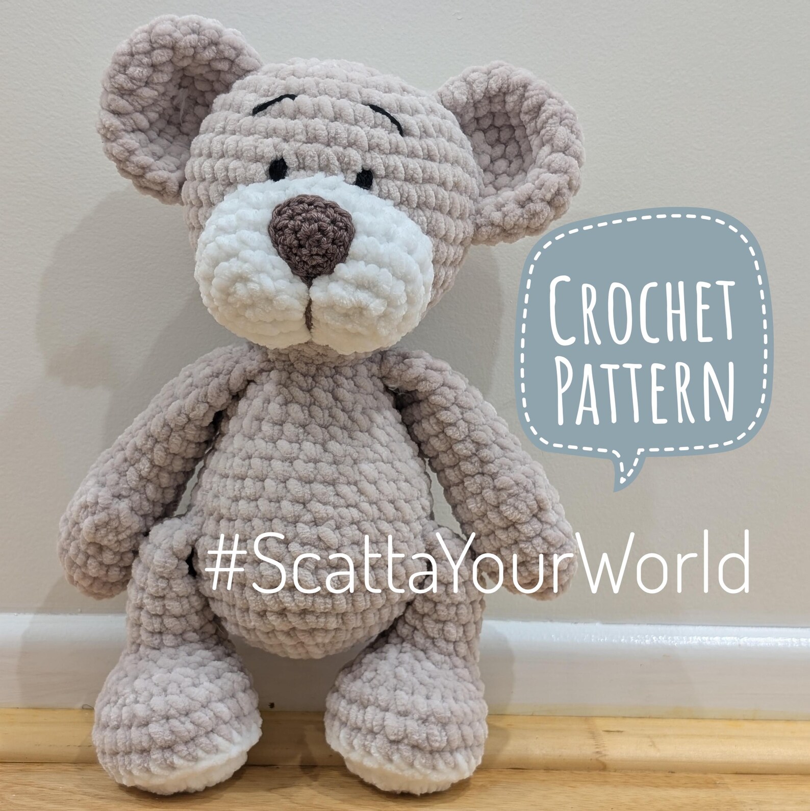 Original Crochet Pattern: Plush Teddy Bear (adorable, Cute, Cuddly ...