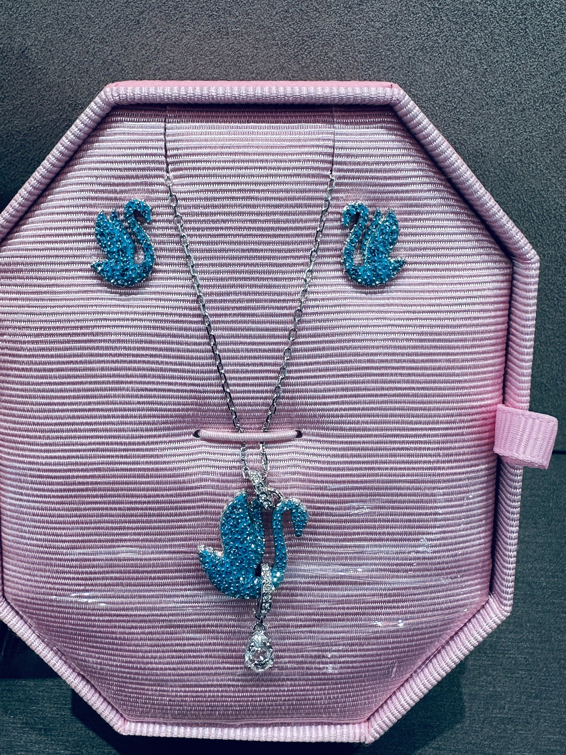 Swarovski Iconic Swan Set, Swan, Blue, Rhodium Plated. Original ...