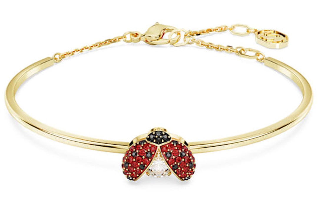 Swarovski Idyllia Bangle Ladybug, Red, Gold Tone Plated. Original ...