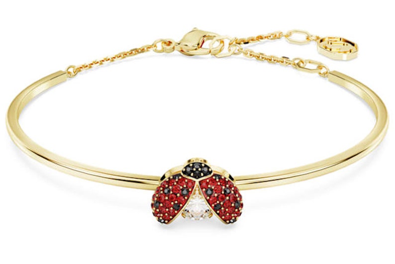Swarovski Idyllia Bangle Ladybug, Red, Gold Tone Plated. Original ...