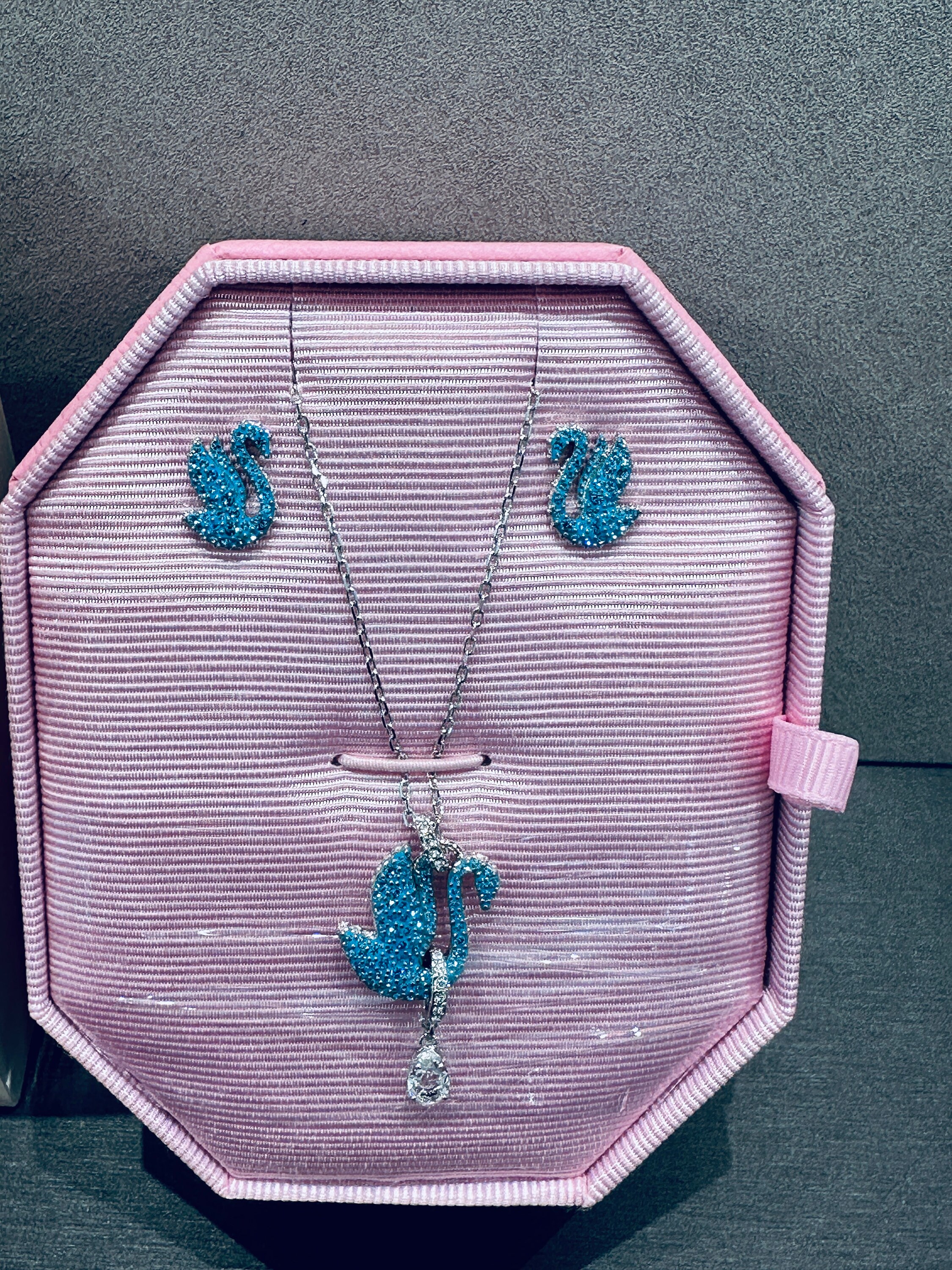 Swarovski Iconic Swan Set, Swan, Blue, Rhodium Plated. Original ...