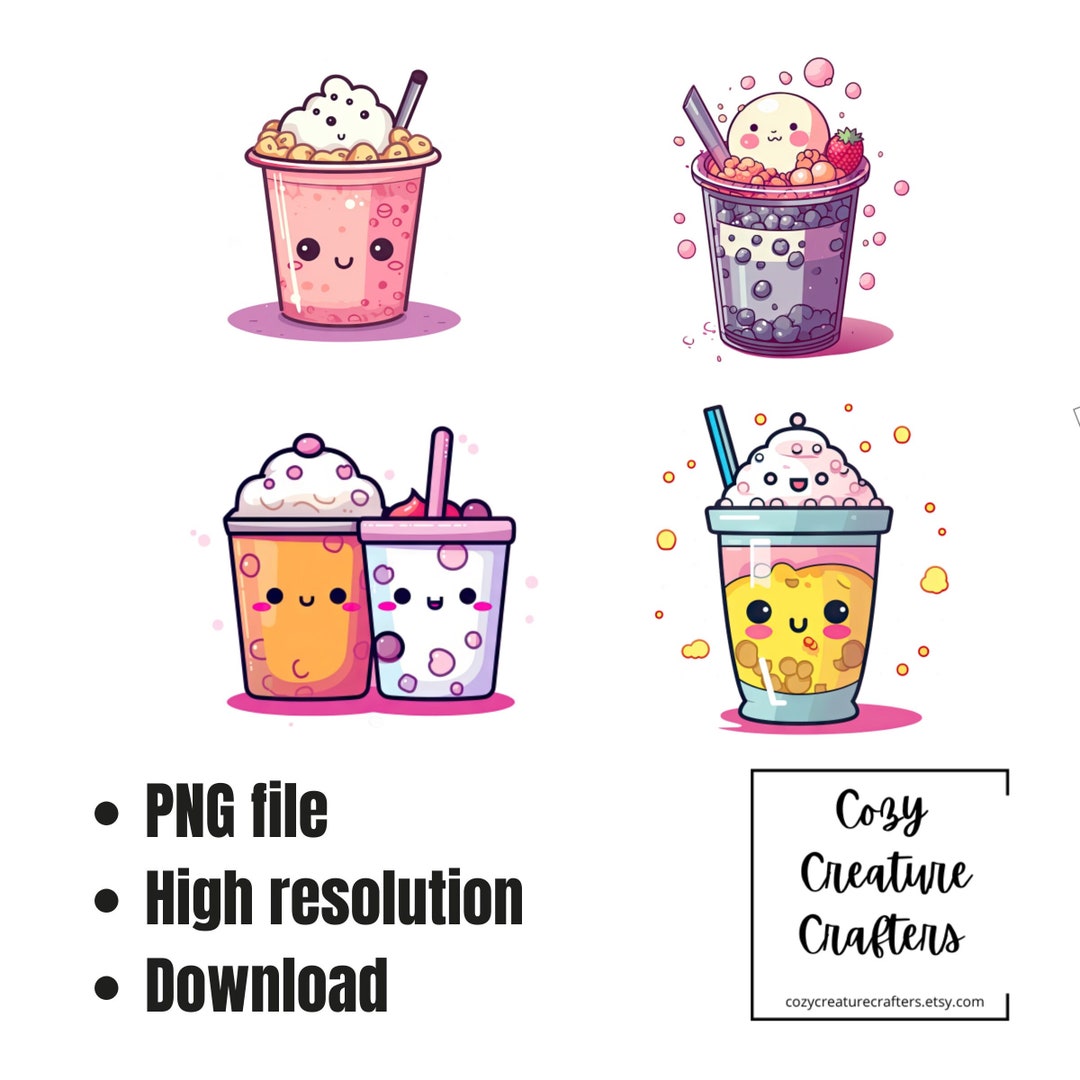 Cute Bubble Teas Pngs | Bubble Tea Cliparts | PNG Transparent - Etsy