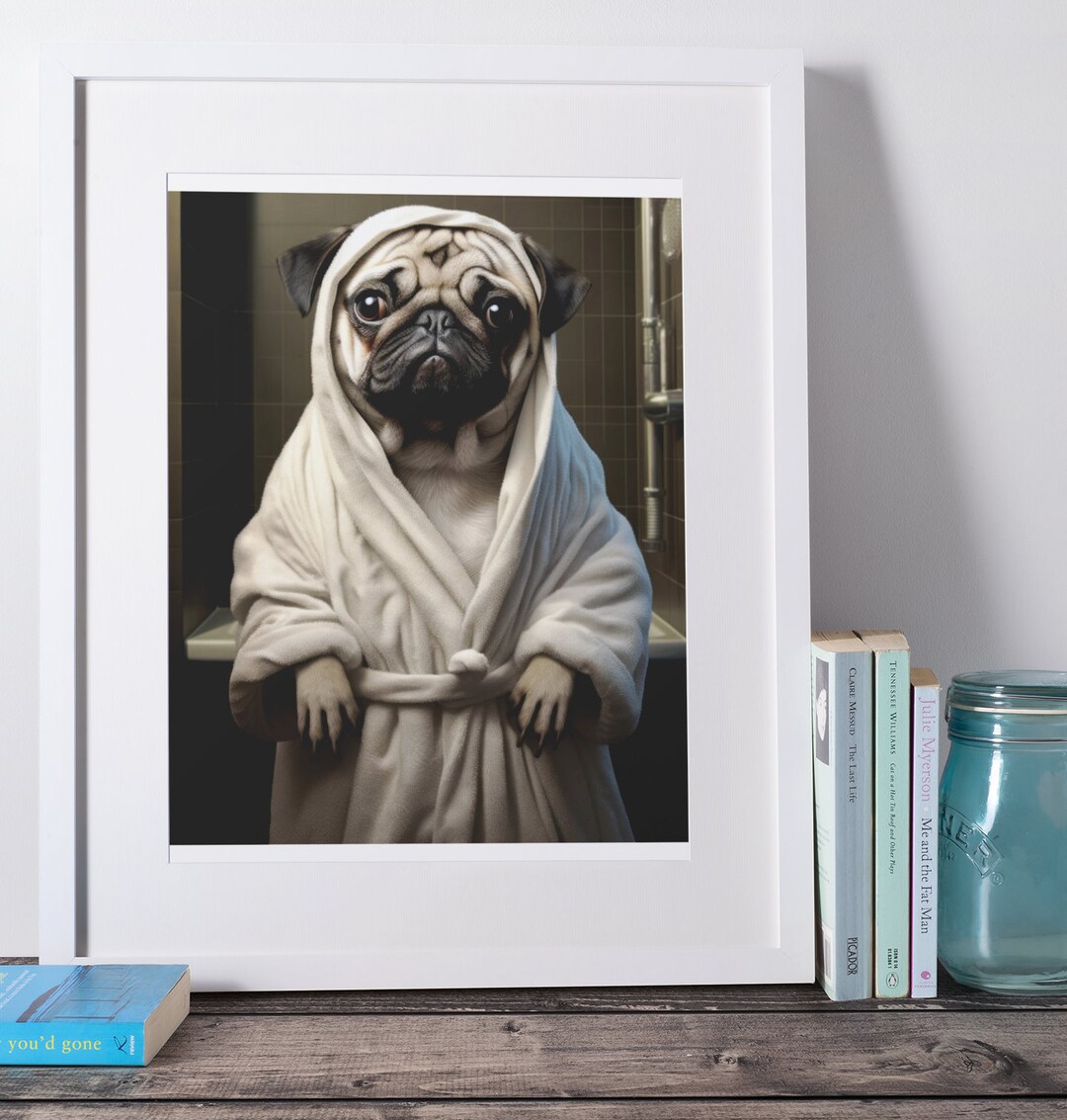 Pug Wall Art | Funny Bathroom Print | Dog Bathroom Print | JPG - Etsy