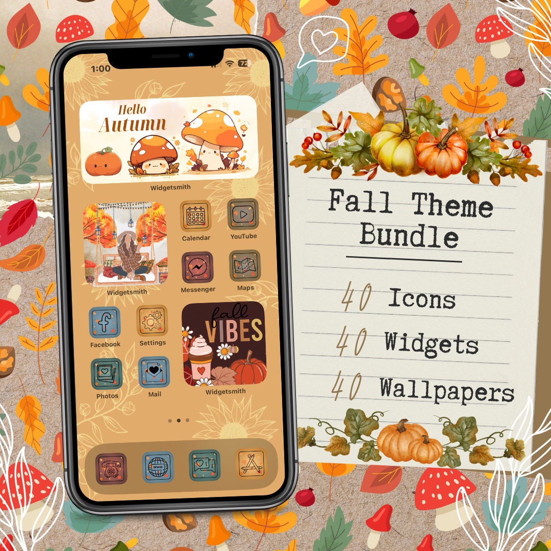 Fall Theme Bundle | Aesthetic Ios App Icons, Wallpapers and Widgets for ...