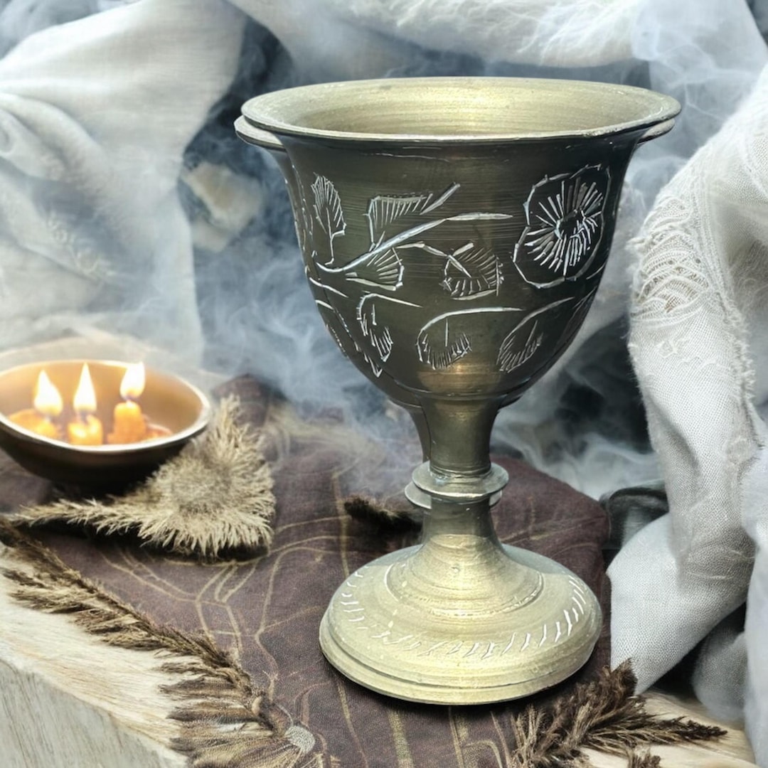 Chalice Altar Cup With Etched Designs | Witchcraft Tool, Offering ...