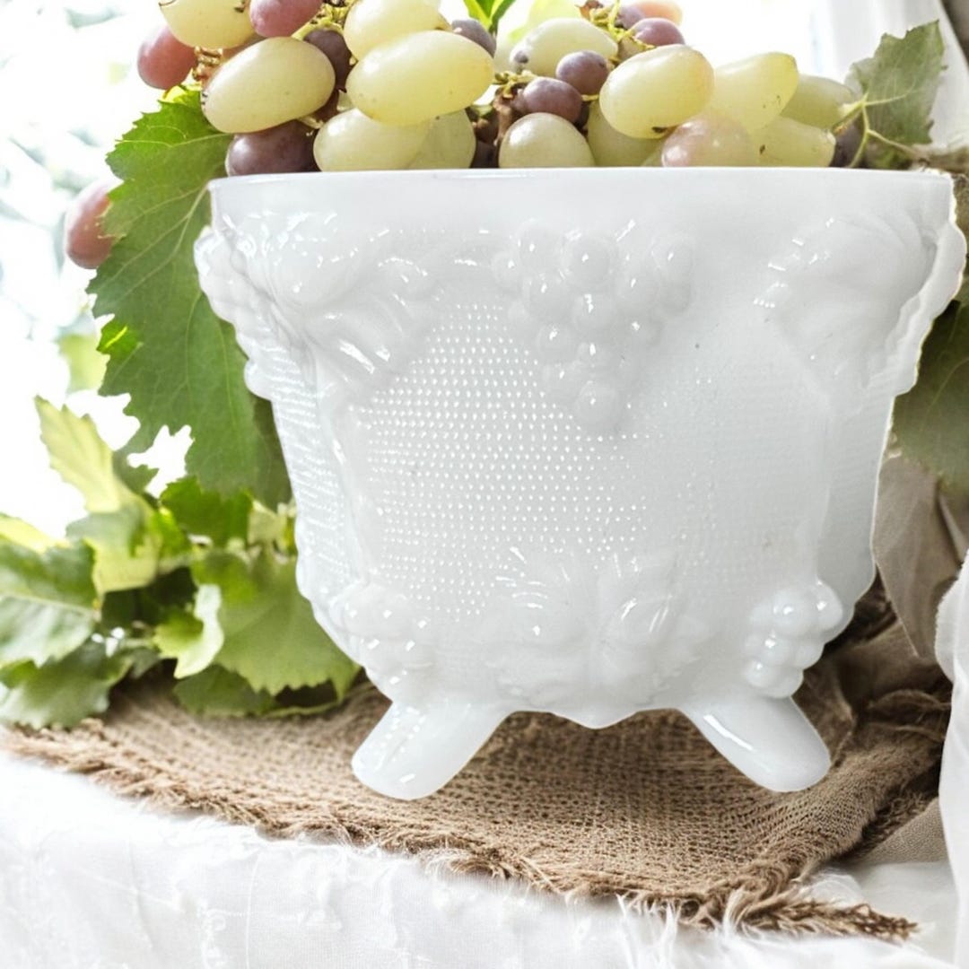 White Milk Glass Footed Compote, Altar Dish, Wicca Pagan Spirtual Work ...