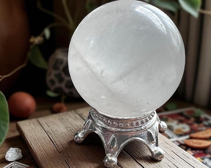Clear Quartz Sphere, Magic Scrying Orb, Fortune Teller Ball, Divination ...