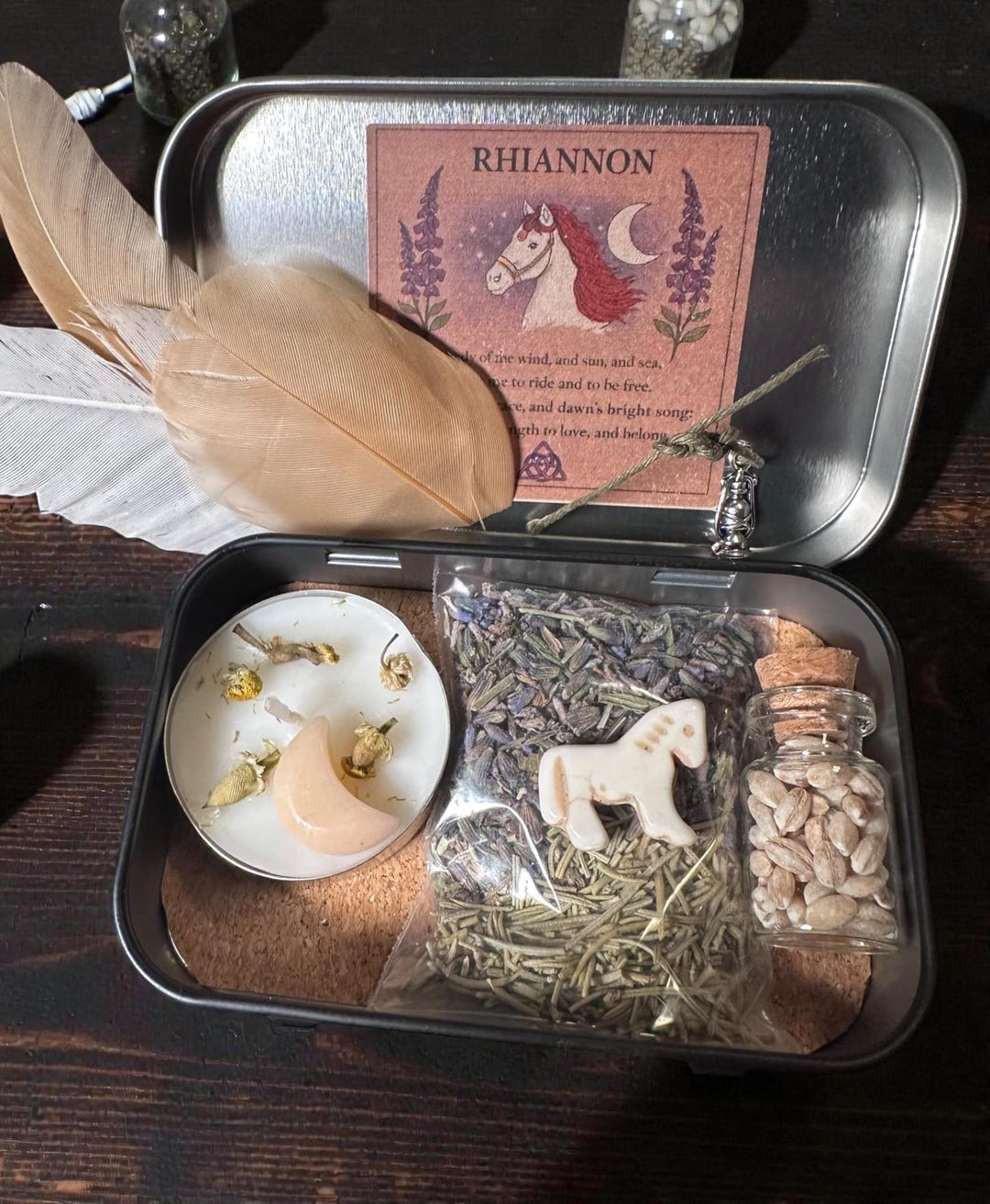 Rhiannon Altar Devotee, Ritual Set, Feathers, Oats Lavender - Etsy