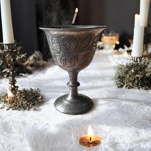 Chalice Altar Cup With Etched Designs | Witchcraft Tool, Offering ...