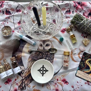 Beginner Spell Kit Witch Ritual Owl Altar Cloth, Baby Witch Starter ...